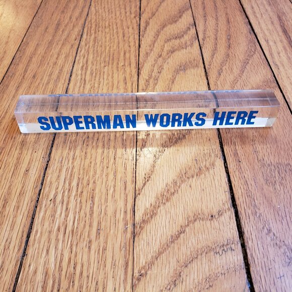 Vintage | Office | Vintage 8s Superman Works Here Clear Acrylic Desktop ...